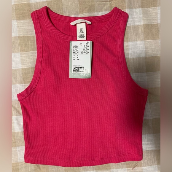 H&M | Tops | New Hm Pink Crop Tank Top | Poshmark